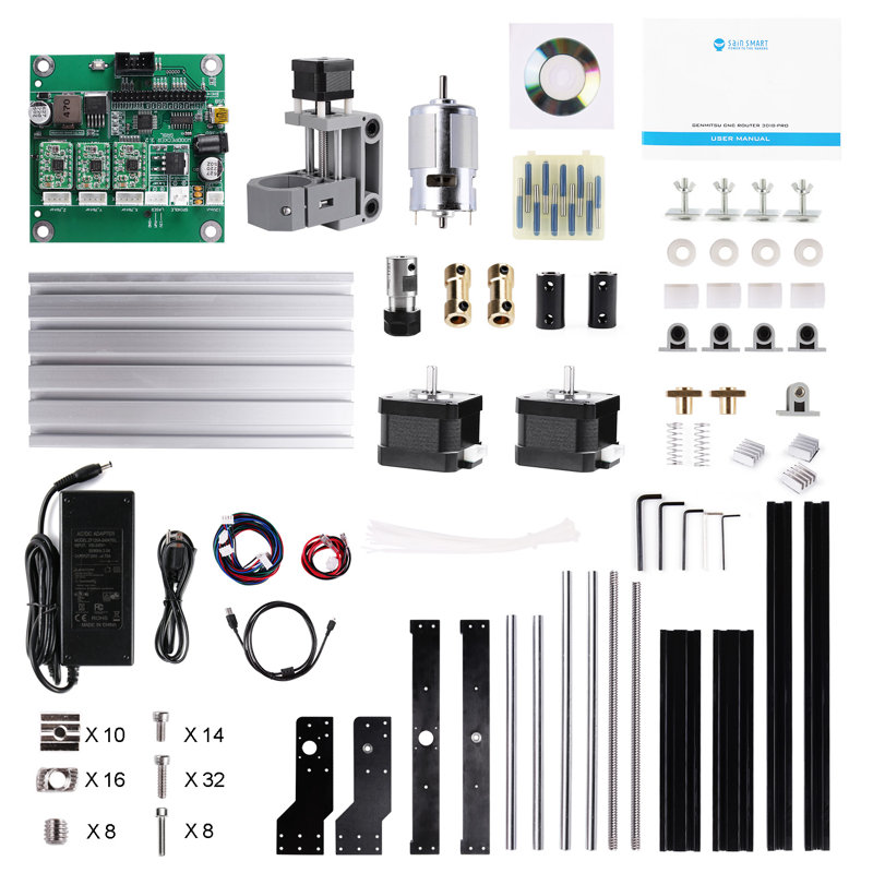 Genmitsu Cnc 3018-pro Router Kit Grbl Control 3 Axis Plastic Acrylic Pcb Pvc Wood Carving ...